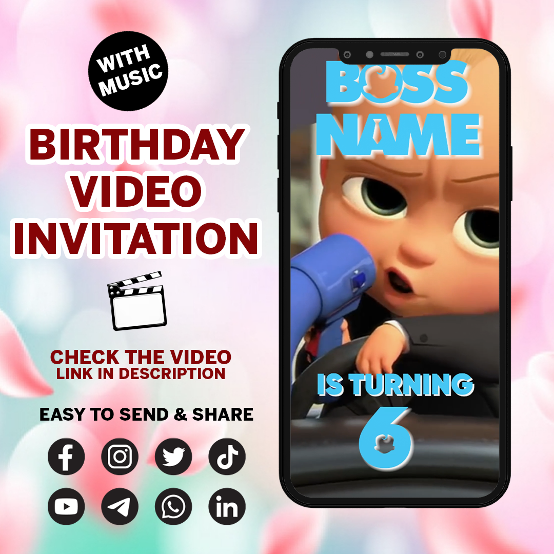 Personalized Baby Boss Birthday Video Invitation, Boy Boss B | Inspire ...