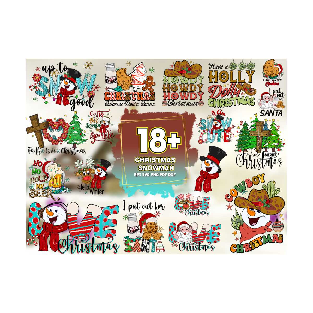 18 Files Christmas Snowman Santa SVG Bundle, Christmas Svg | Inspire Uplift