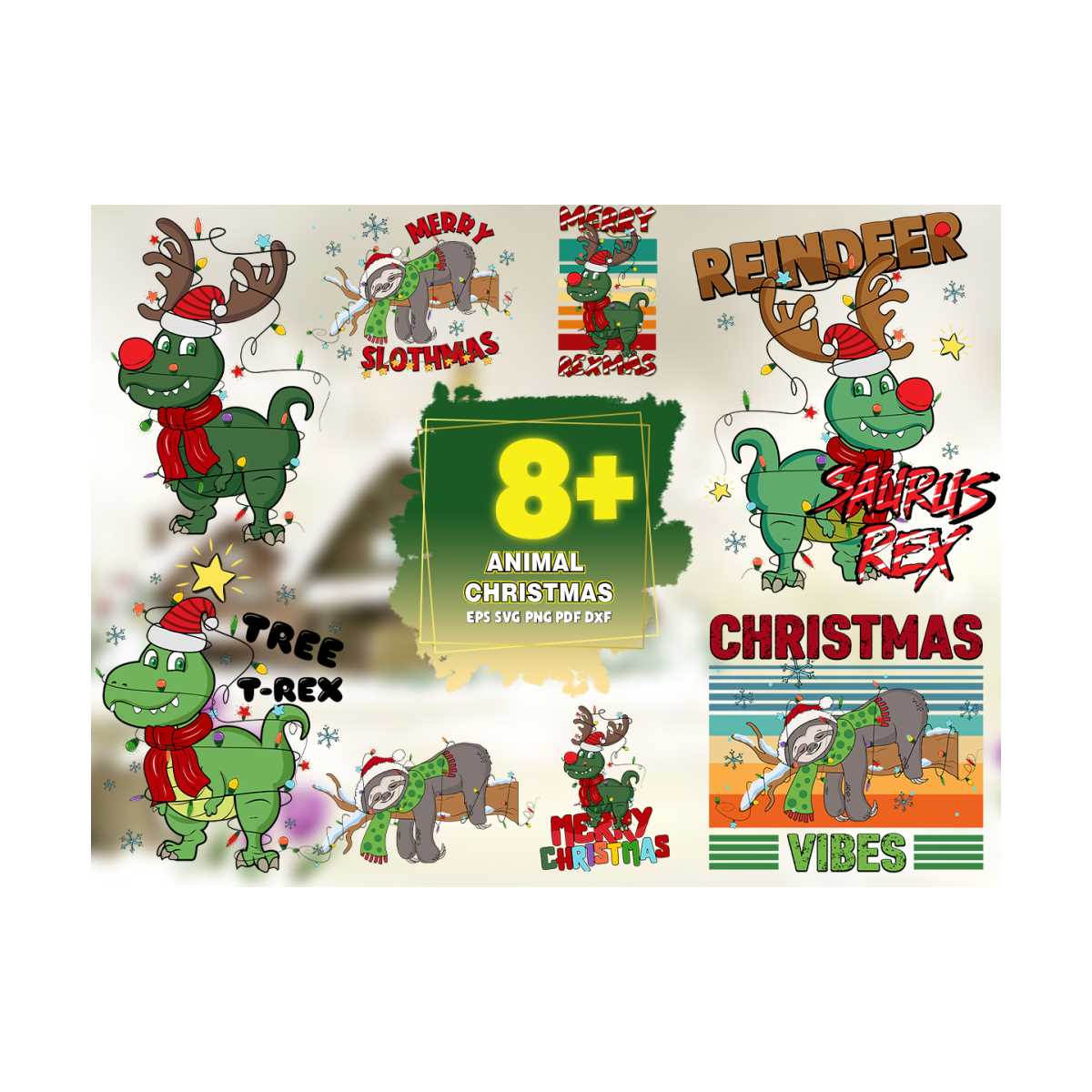 8 Files Animal Christmas Bundle SVG Sublimation, Christmas S | Inspire ...