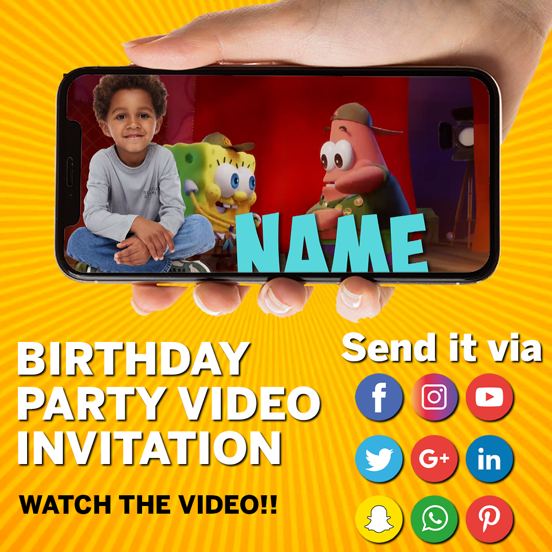 SpongeBob Animated Video Invitation with Music, SpongeBob Pa | Inspire ...