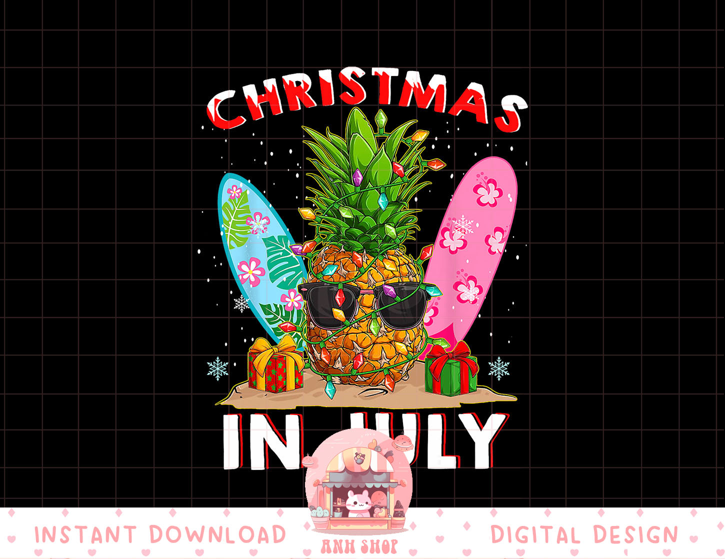 Christmas In July Pineapple Surf Santa Summer Tree png, subl | Inspire ...