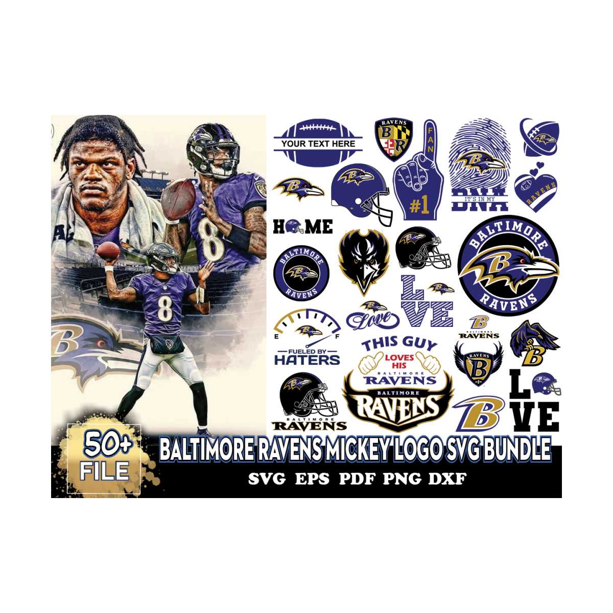 Baltimore Ravens Mickey Logo Svg Bundle, Ravens Logo Svg, NF | Inspire ...