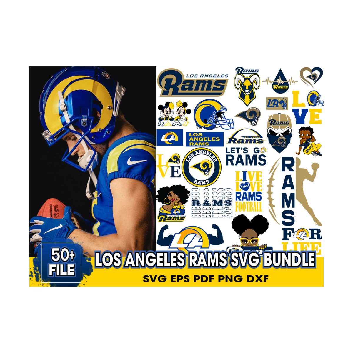 Los Angeles Rams Svg Bundle, Rams Logo Svg, NFL Svg, Footbal | Inspire ...