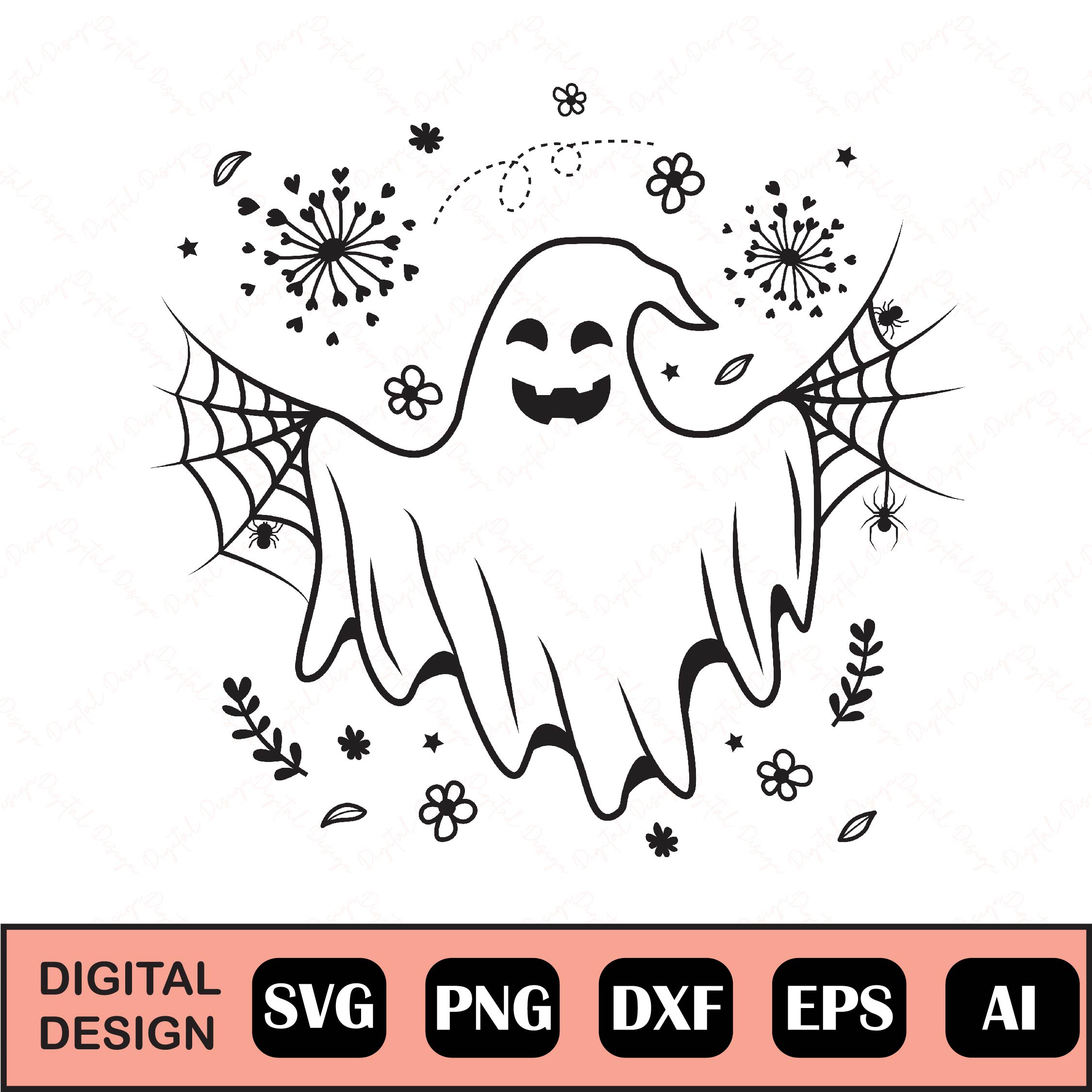 Ghoust Svg Haloween Svg Ghost Flower Svg, Layered Floral Gho | Inspire ...