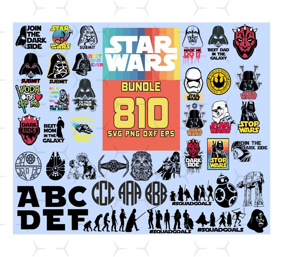 810 Files Star Wars Bundle Svg, Star Wars Svg, Star Wars Bun | Inspire ...