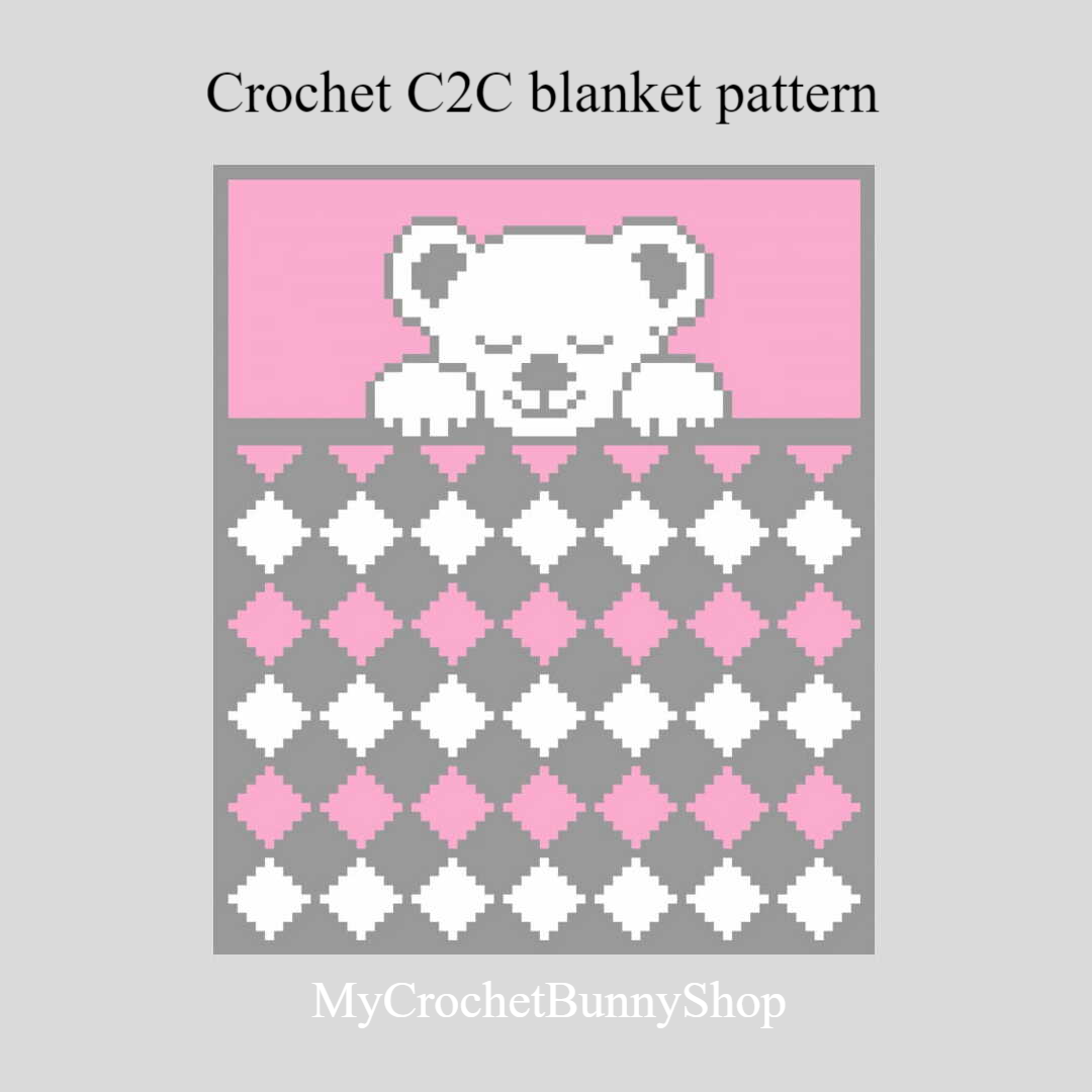 Crochet C2C Sleeping Bear graphgan pattern PDF instant down | Inspire ...