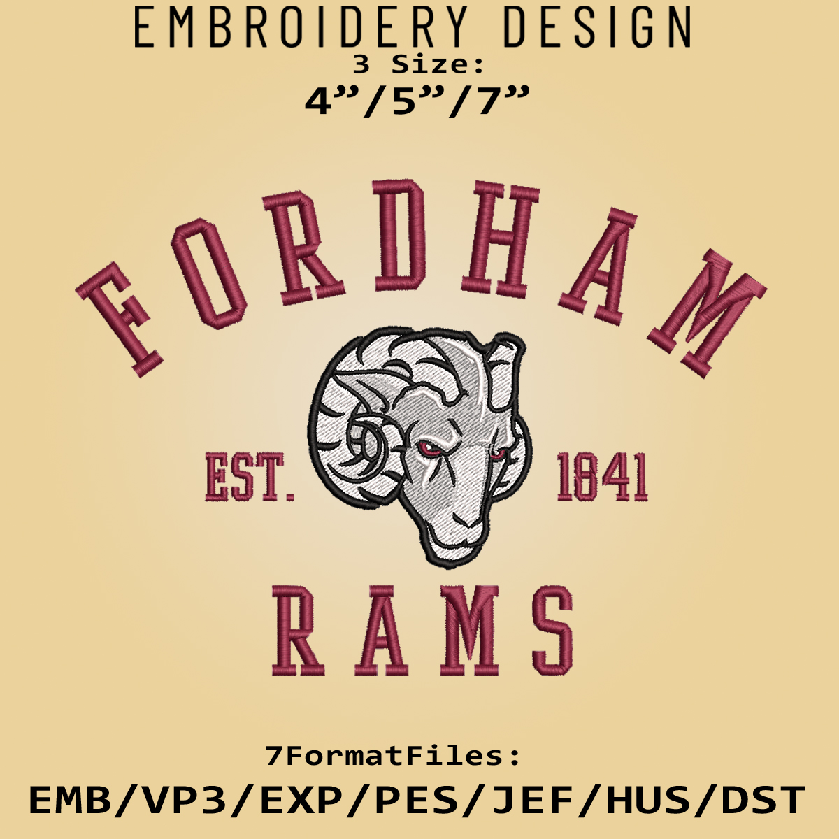 Fordham Rams embroidery design, NCAA Logo Embroidery Files, | Inspire ...