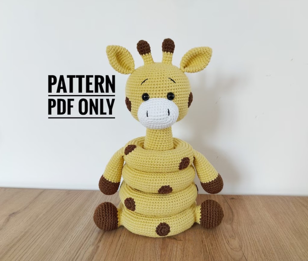 Stacking toy giraffe crochet pattern, montessori giraffe pat | Inspire ...