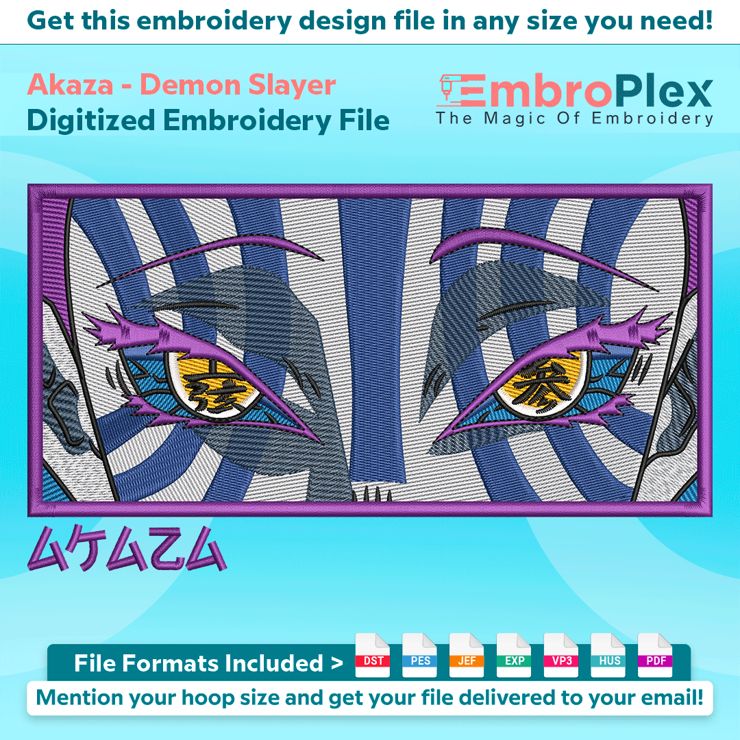 Akaza From Demon Slayer Embroidery Design File - Inspire Uplift