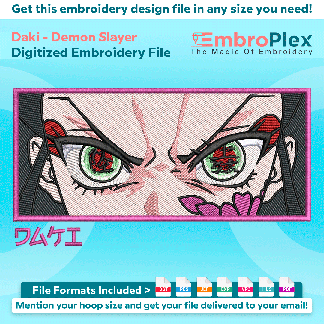 Daki From Demon Slayer Embroidery Design File | Inspire Uplift