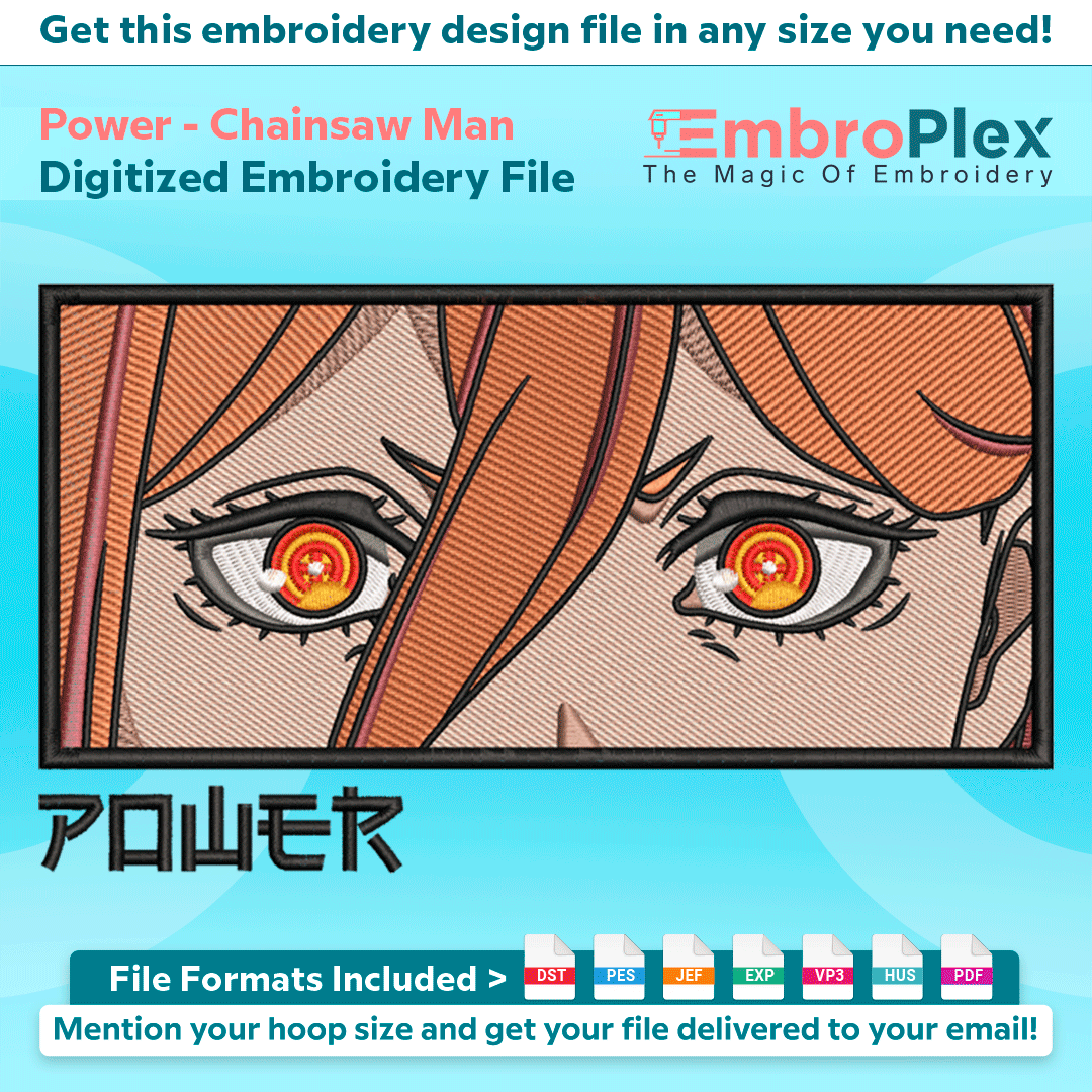 Power From Chainsaw Man Embroidery Design File | Inspire Uplift