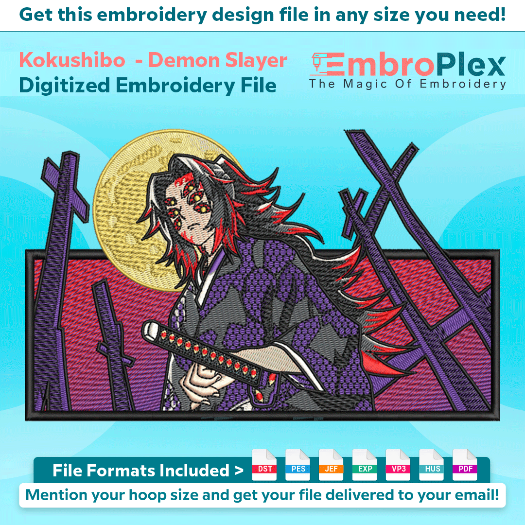 Kokushibo From Demon SlayerEmbroidery Design File - Inspire Uplift