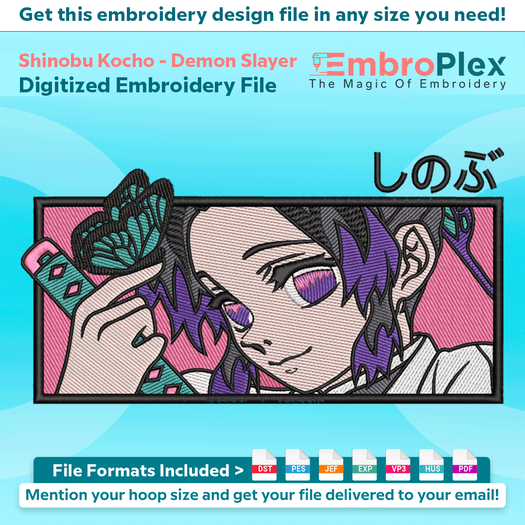 Shinobu Kocho From Demon SlayerEmbroidery Design File | Inspire Uplift