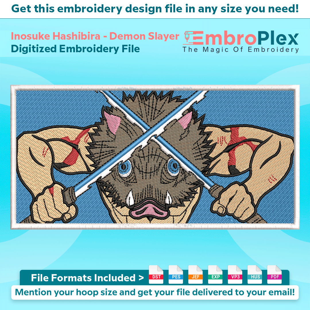 Inosuke Hashibira From Demon Slayer Embroidery Design Files | Inspire ...