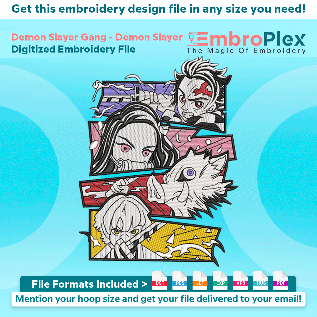 Demon Slayer Gang From Demon Slayer Embroidery Design File | Inspire Uplift