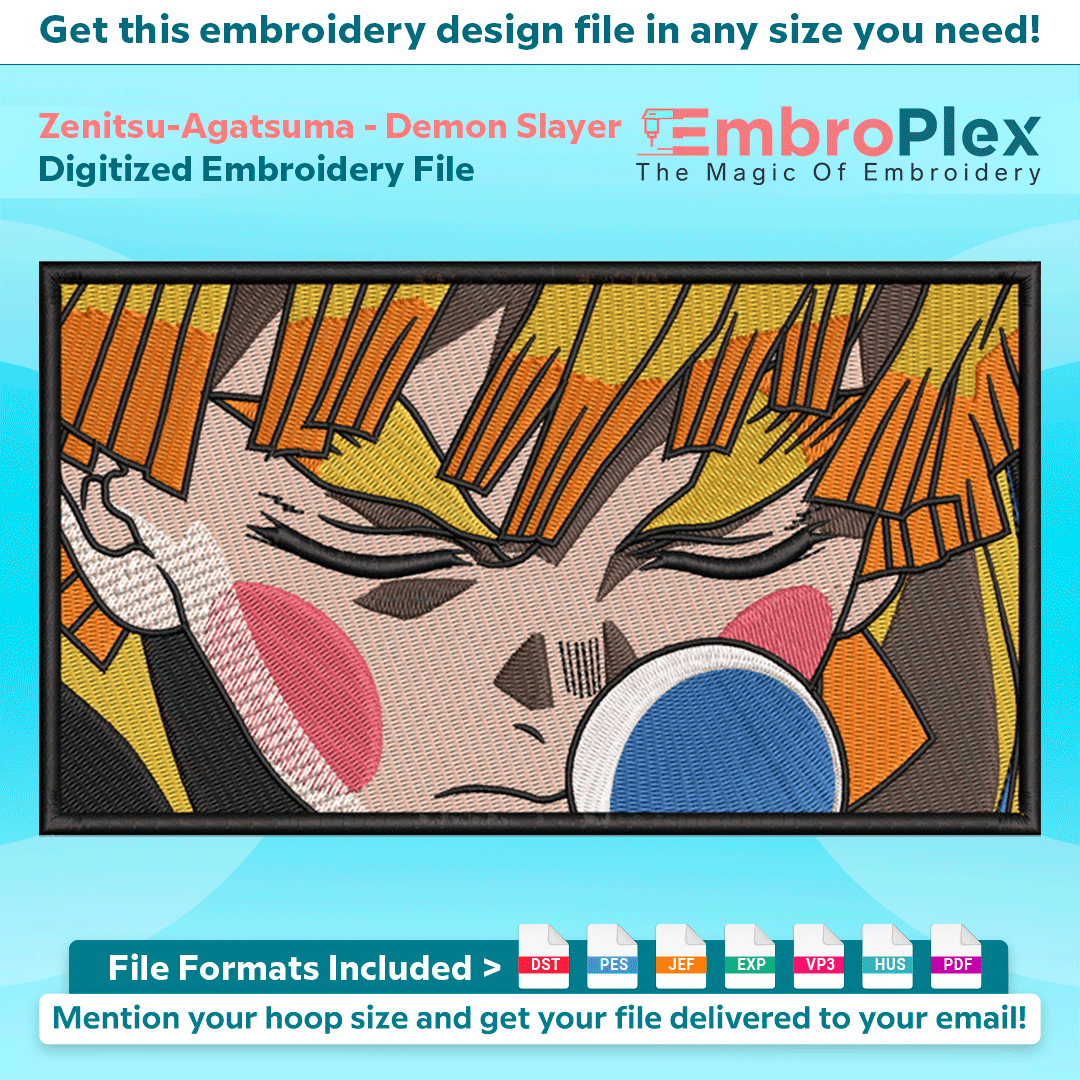 Zenitsu Agatsuma From Demon Slayer Embroidery Design File | Inspire Uplift