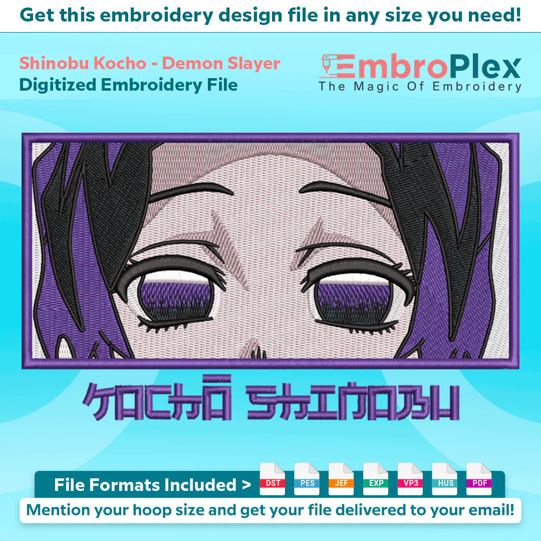 Shinobu Kocho From Demon Slayer Embroidery Design File | Inspire Uplift