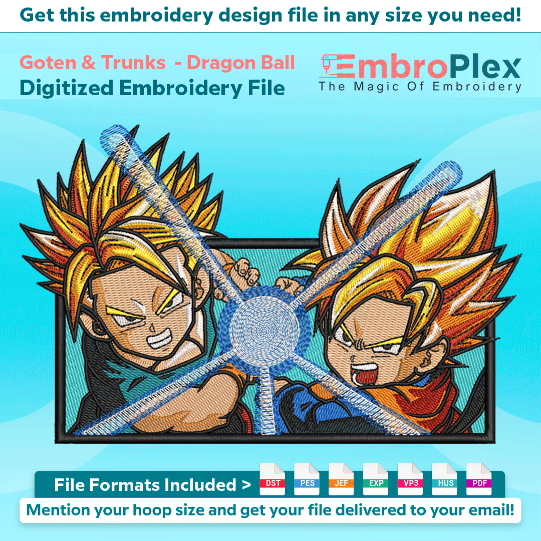 Goten & Trunks From Dragon Ball Embroidery Design File | Inspire Uplift