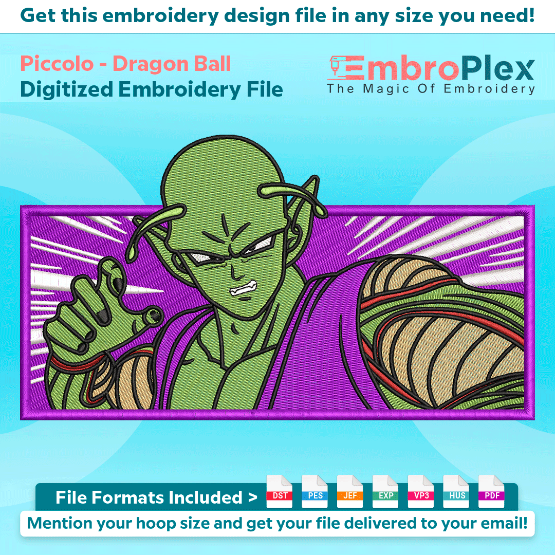 Piccolo From Dragon Ball Embroidery Design File - Inspire Uplift
