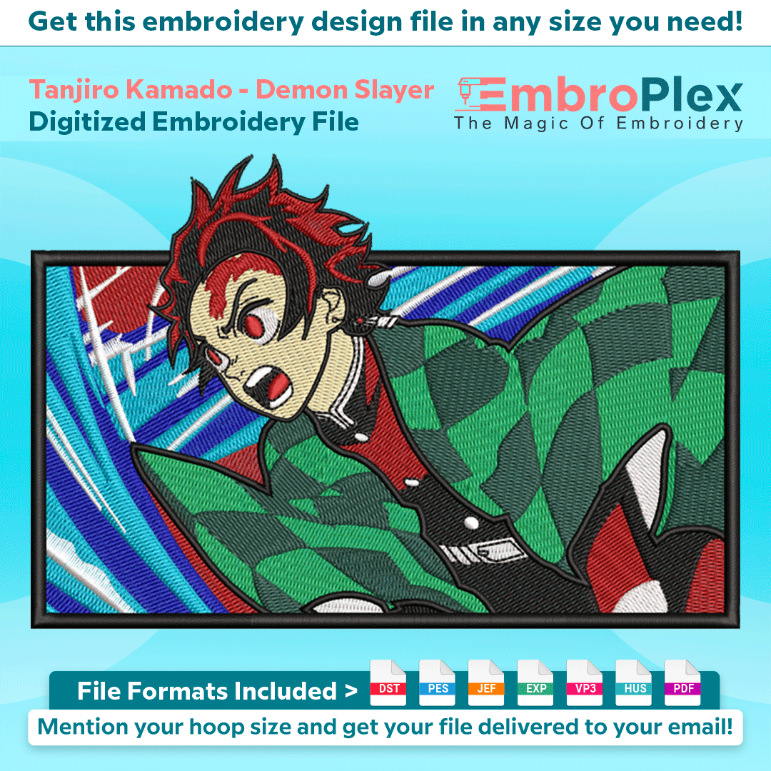 Tanjiro Kamado From Demon Slayer Embroidery Design File | Inspire Uplift