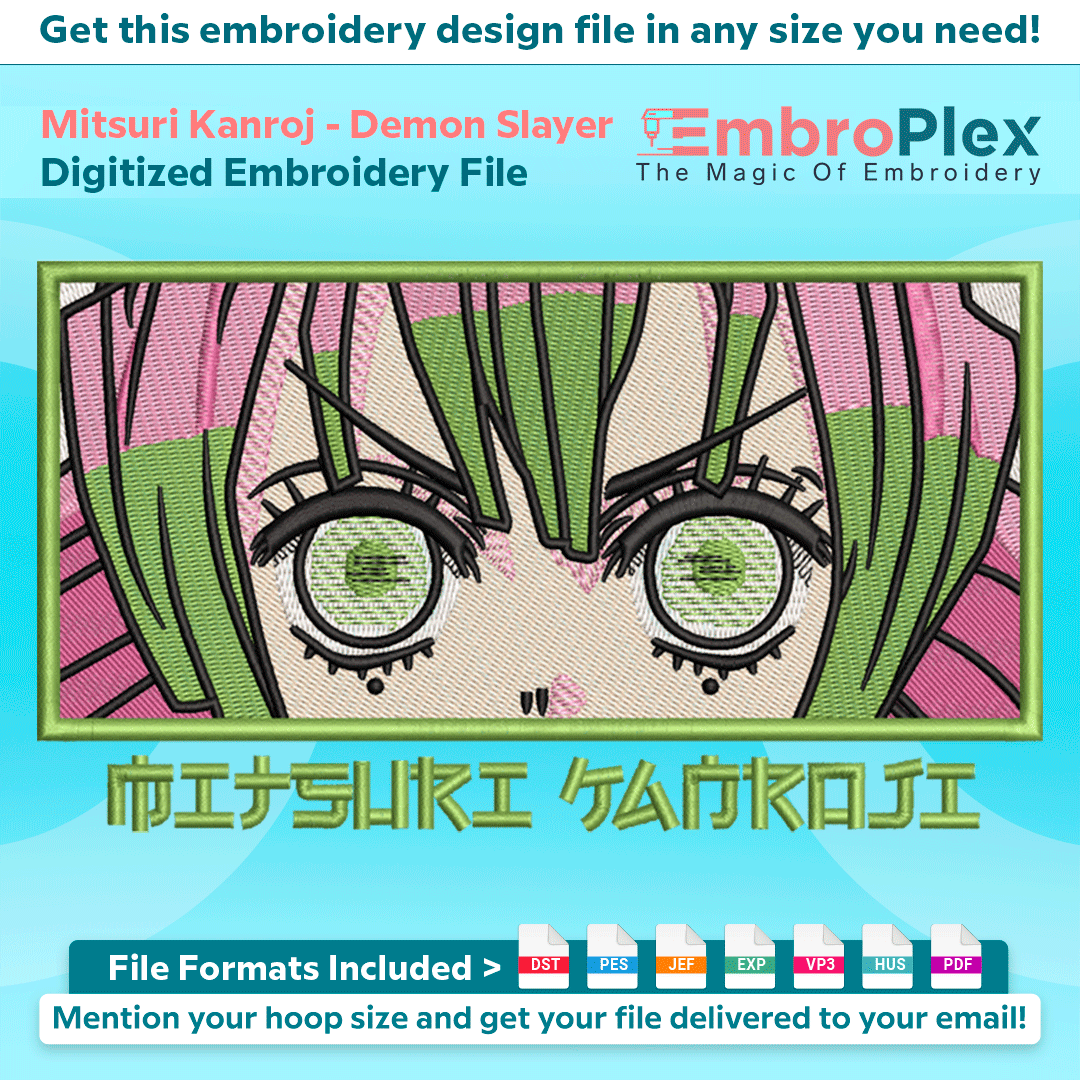 Mitsuri Kanroji From Demon Slayer Embroidery Design File | Inspire Uplift