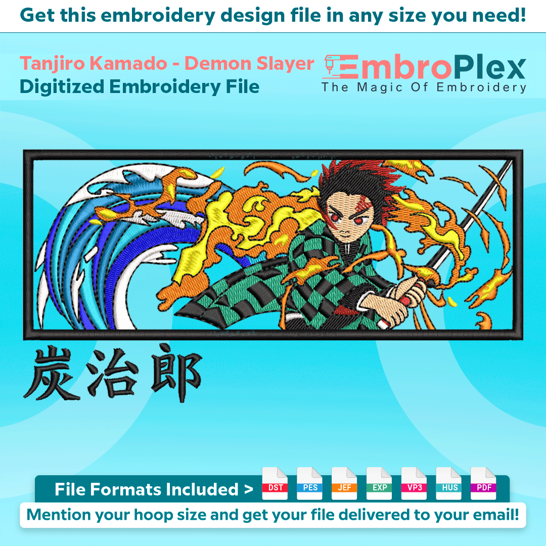 Tanjiro kamado From Demon Slayer Embroidery Designs File - Inspire Uplift
