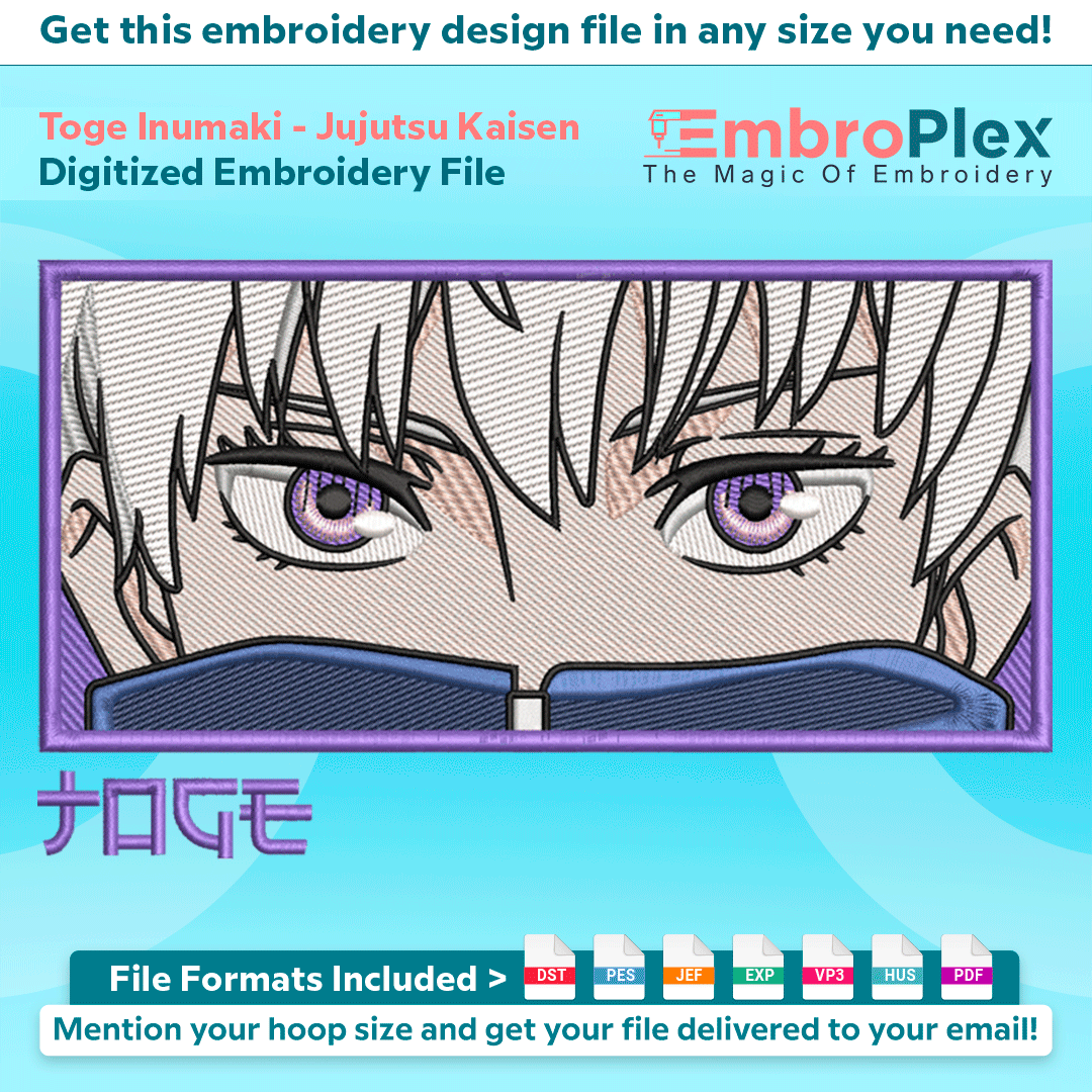 Toge Inumaki From Jujutsu Kaisen Embroidery Design File | Inspire Uplift