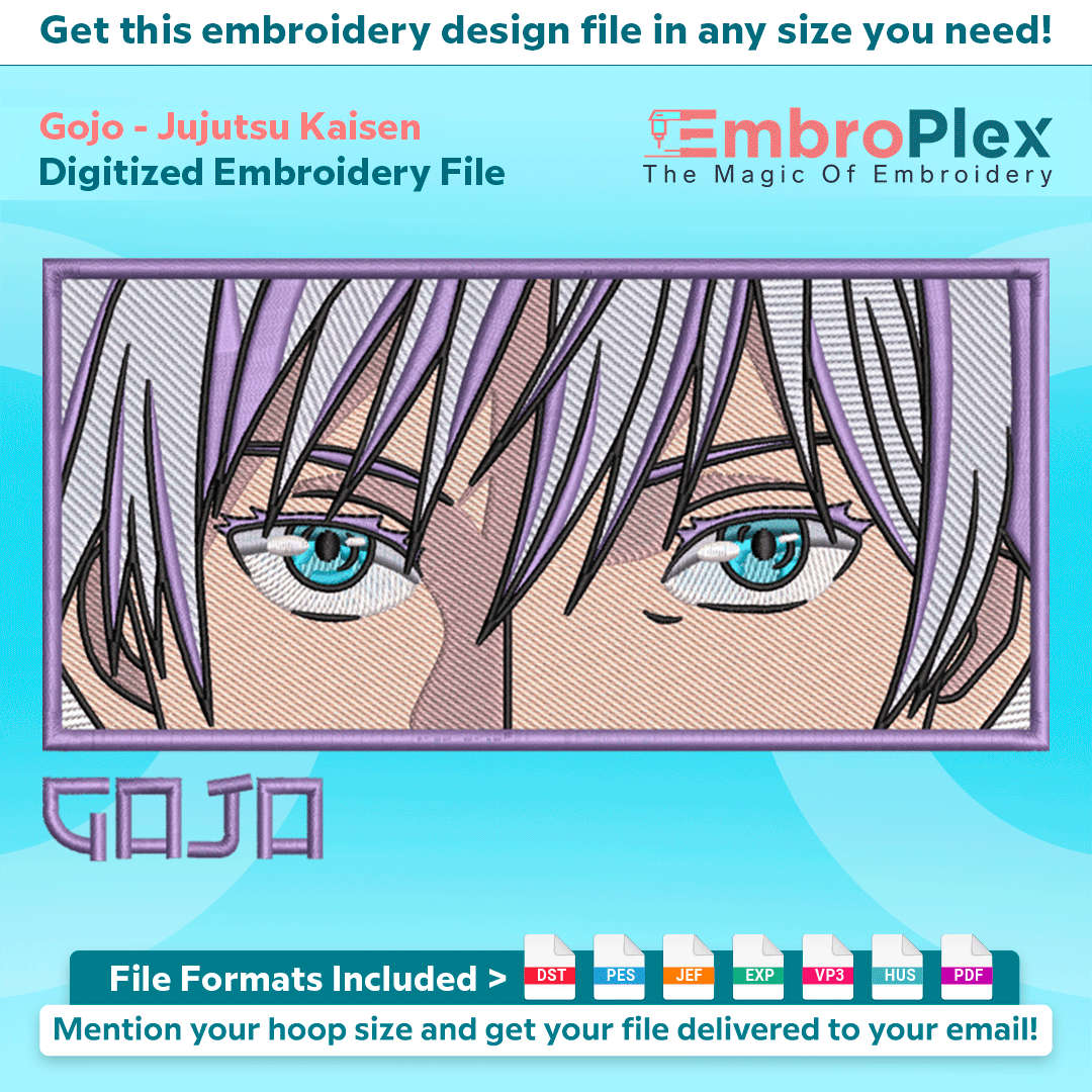 Gojo From Jujutsu Kaisen Embroidery Design File | Inspire Uplift