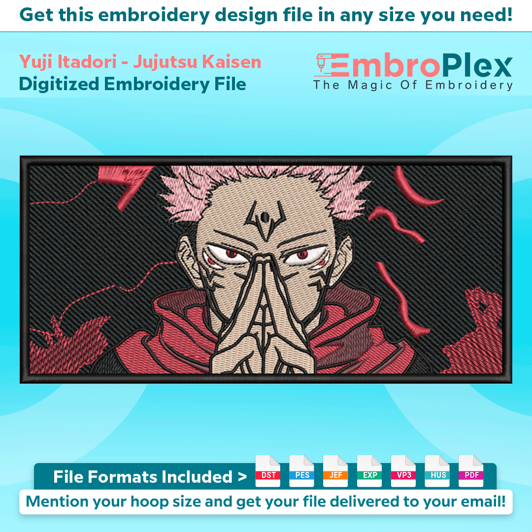Yuji Itadori From Jujutsu Kaisen Embroidery Design Files | Inspire Uplift