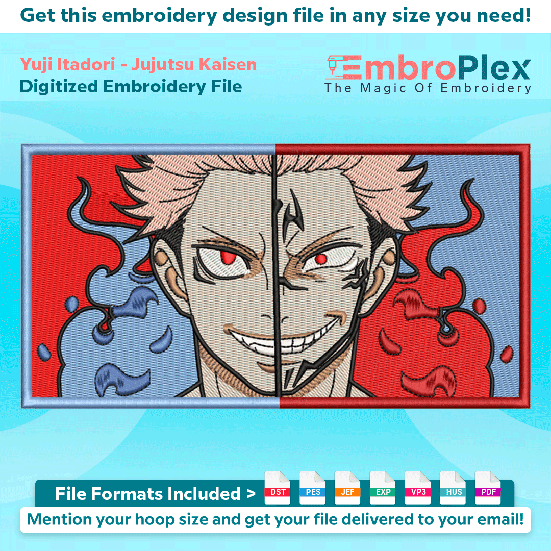 Yuji Itadori From Jujutsu Kaisen Embroidery Designs File | Inspire Uplift