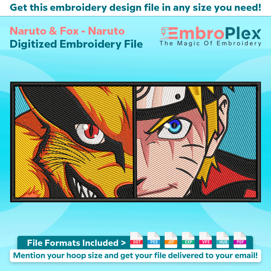 Naruto & Fox From Naruto Embroidery Design File - Inspire Uplift