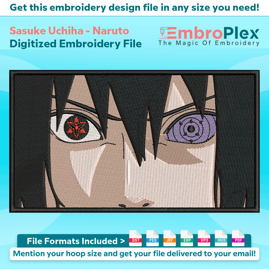 Sasuke Uchiha From Naruto Embroidery Design Files | Inspire Uplift