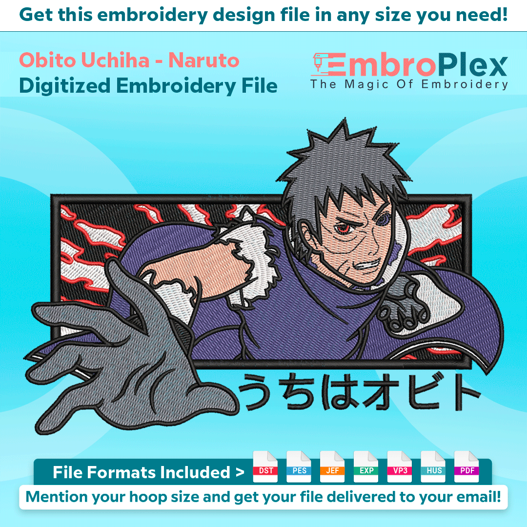Obito Uchiha From Naruto Embroidery Design File | Inspire Uplift