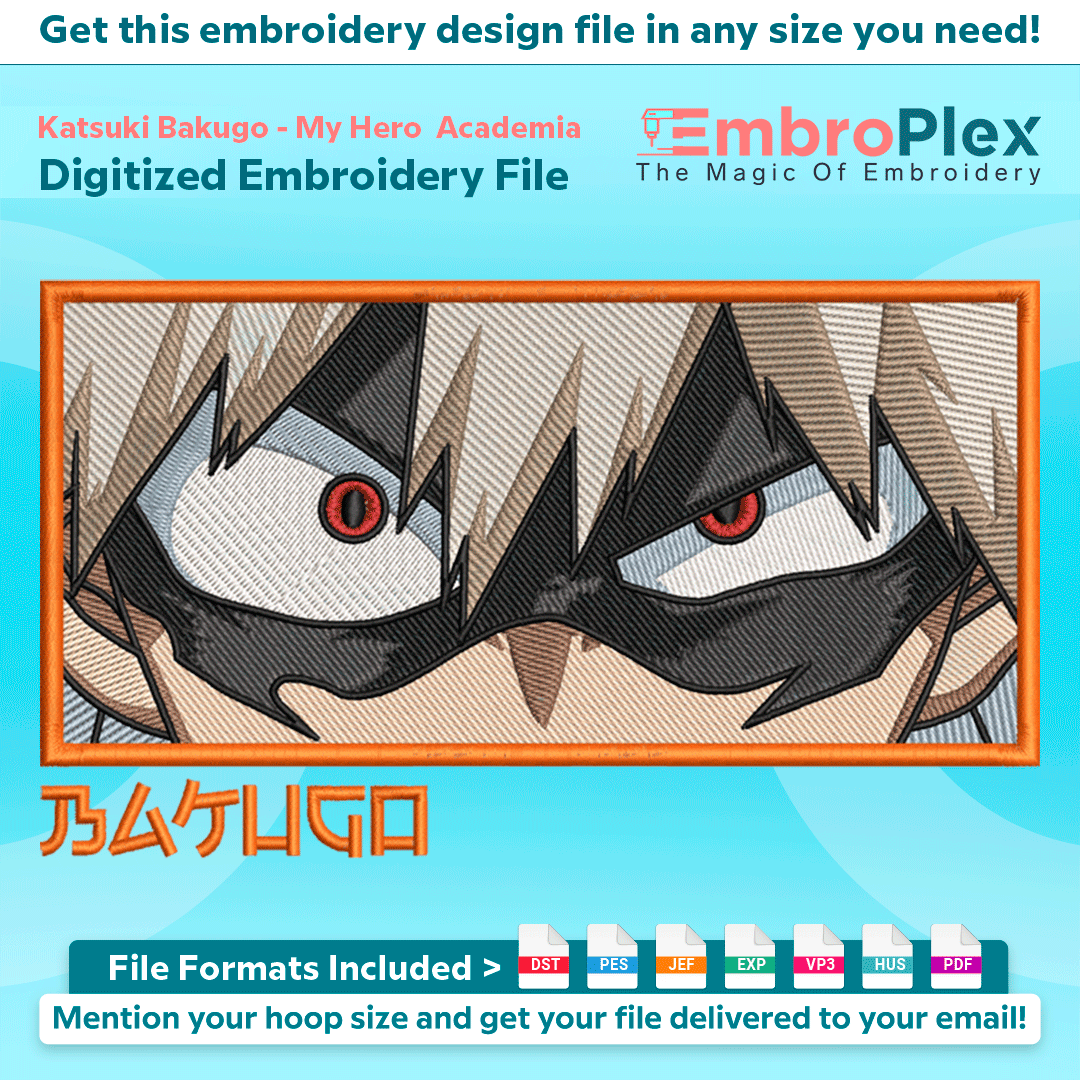 Katsuki Bakugo From My Hero Academia Embroidery Design File | Inspire ...