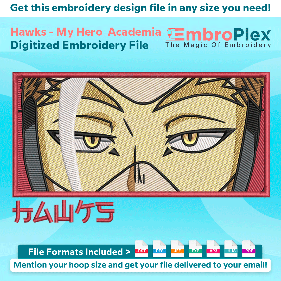 Hawks From My Hero Academia Embroidery Design File - Inspire Uplift