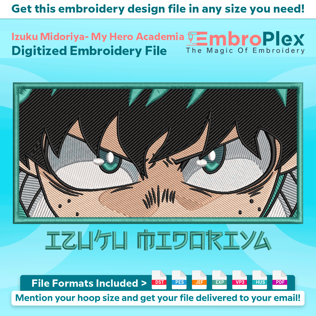 Izuku Midoriya From My Hero Academia Embroidery Design File | Inspire ...