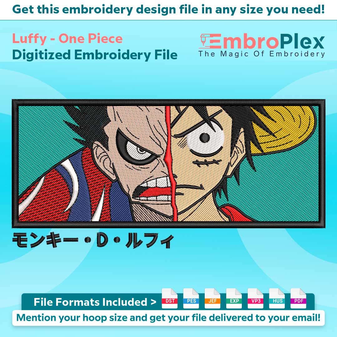 Luffy From One Piece Embroidery Design File - Inspire Uplift