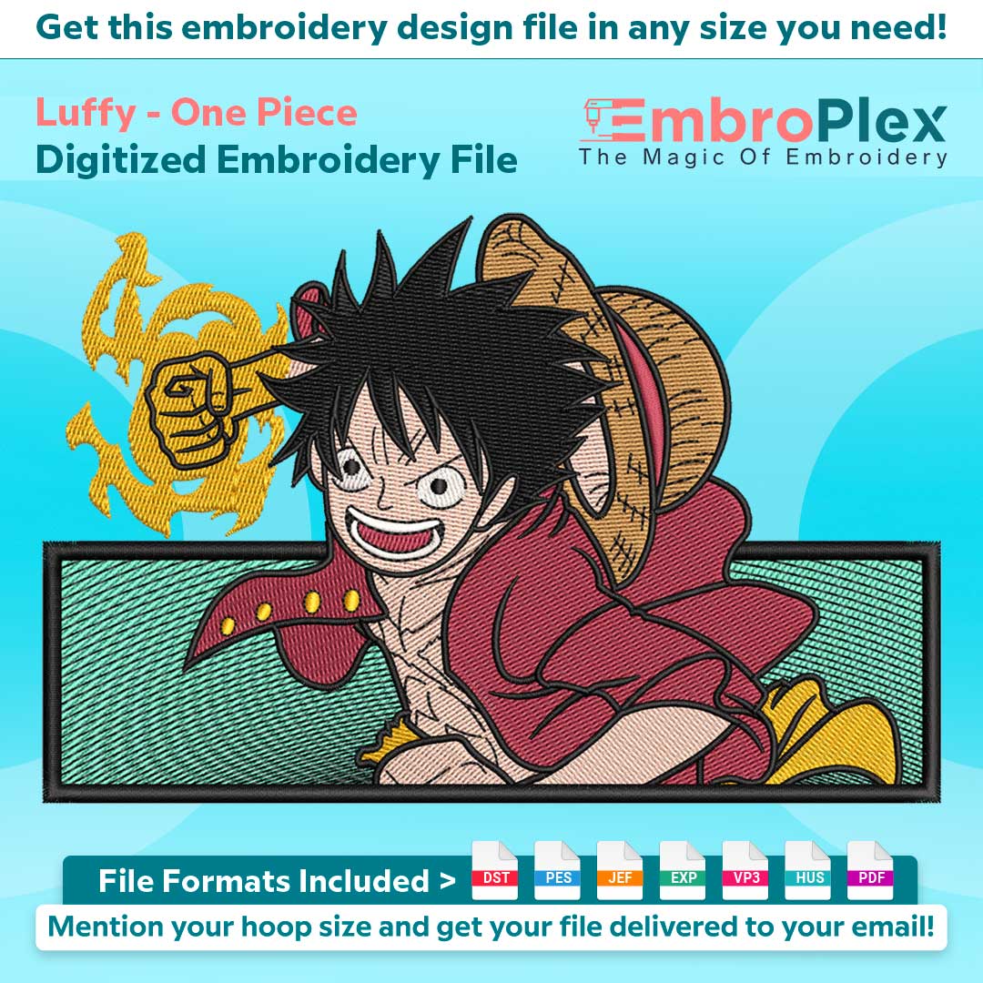 Luffy From One Piece Embroidery Designs File | Inspire Uplift