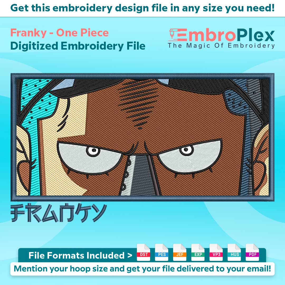Franky From One Piece Embroidery Design File | Inspire Uplift