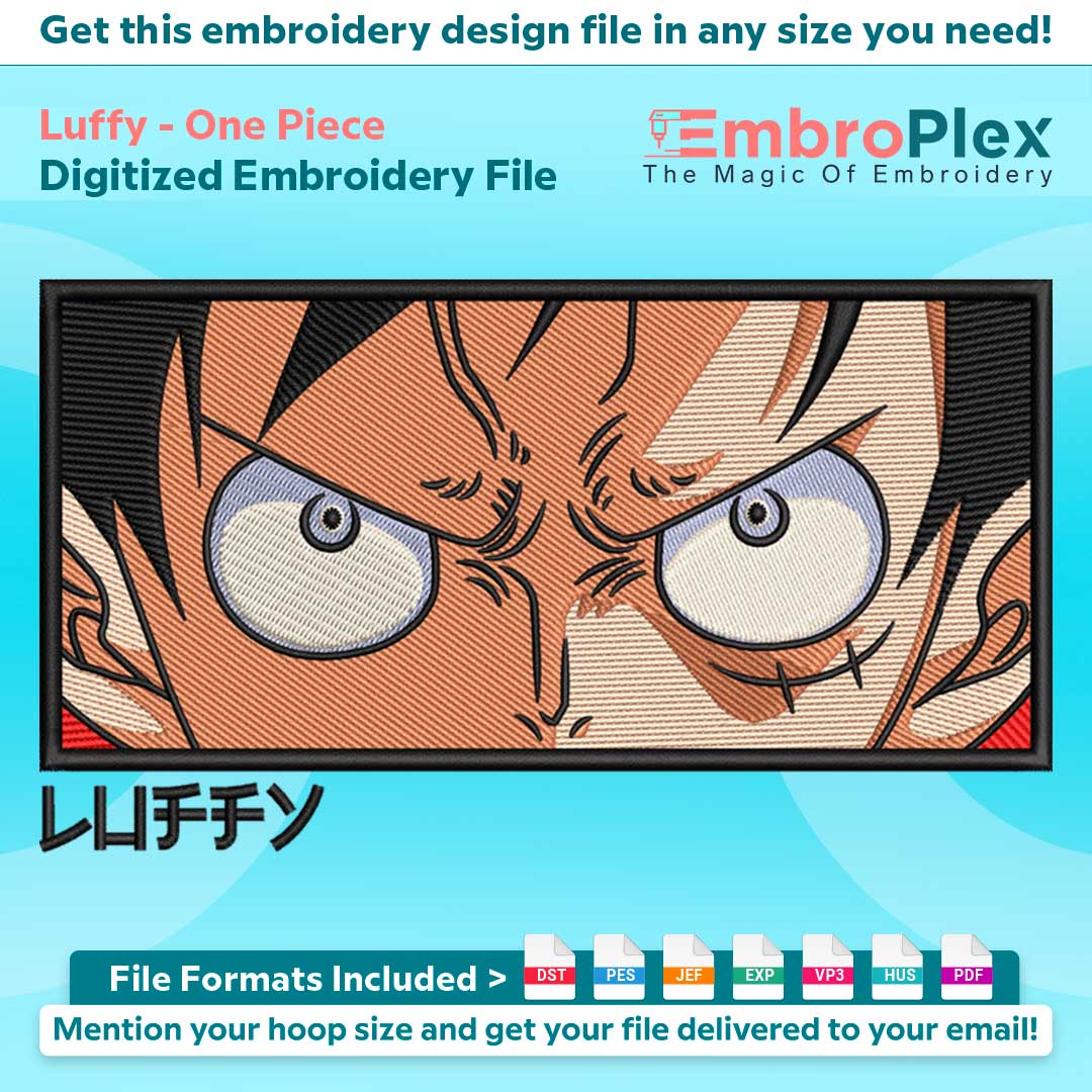 Luffy From One Piece Embroidery Design Files - Inspire Uplift
