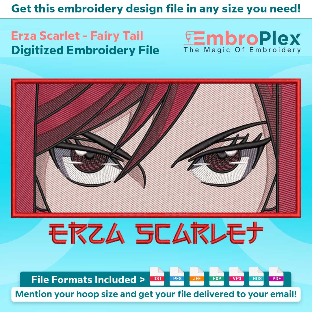 Erza Scarlet From Fairy Tail Embroidery Design File - Inspire Uplift