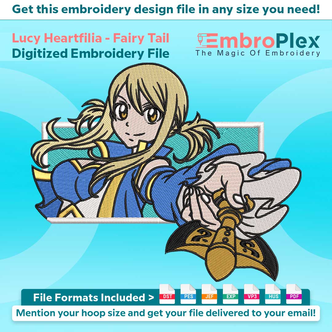 Lucy Heartfilia Embroidery Designs File (Anime-Inspired) - Inspire Uplift
