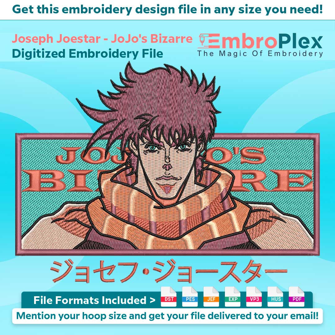 Joseph Joestar Embroidery Design File (Anime-Inspired) - Inspire Uplift