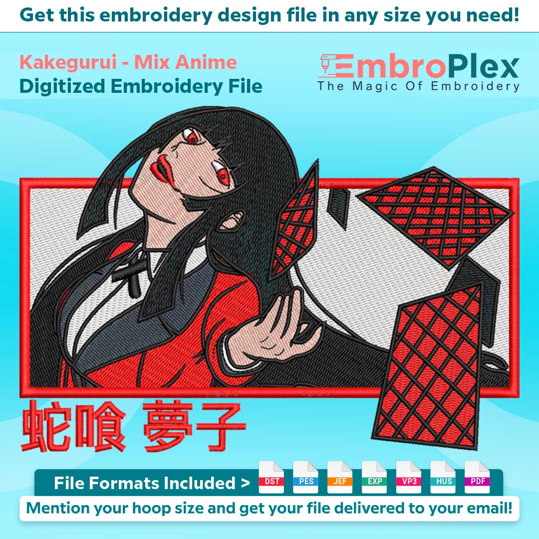 Kakegurui From Mix Anime Embroidery Design File - Inspire Uplift