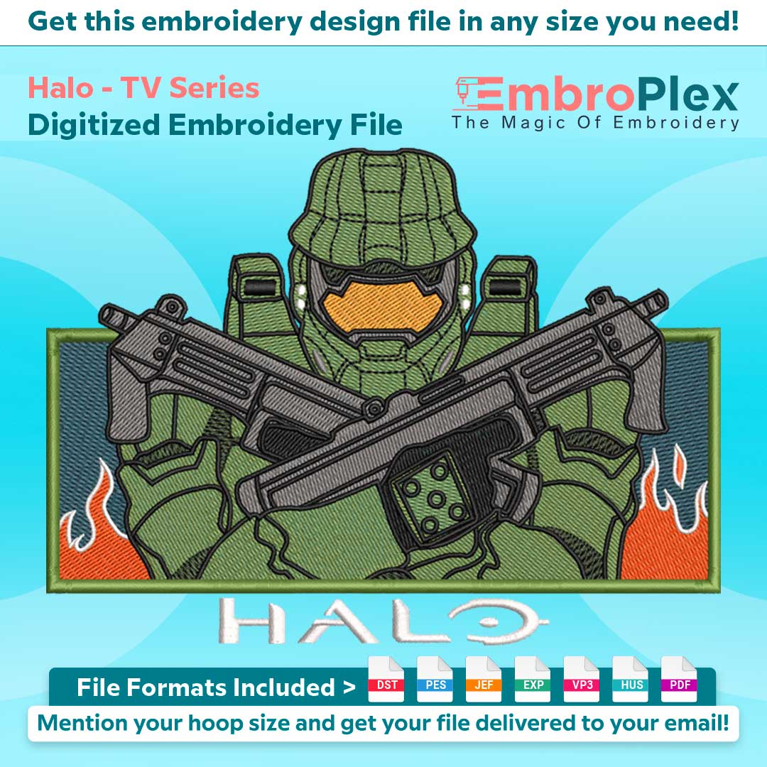 Halo Embroidery Design File (Anime-Inspired) | Inspire Uplift