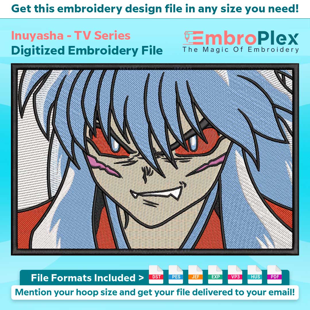 Inuyasha Embroidery Design File (Anime-Inspired) - Inspire Uplift