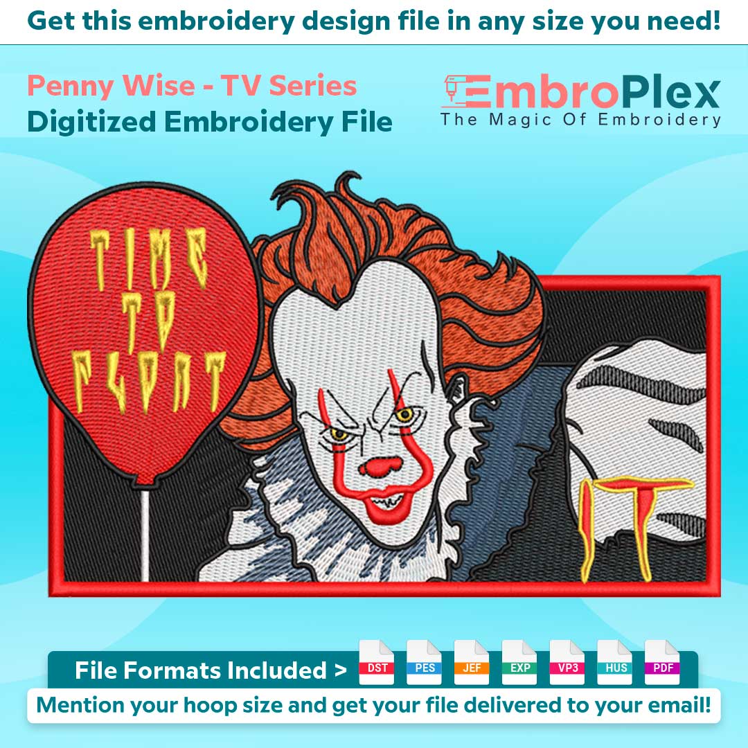 Penny Wise Embroidery Design File (Anime-Inspired) | Inspire Uplift