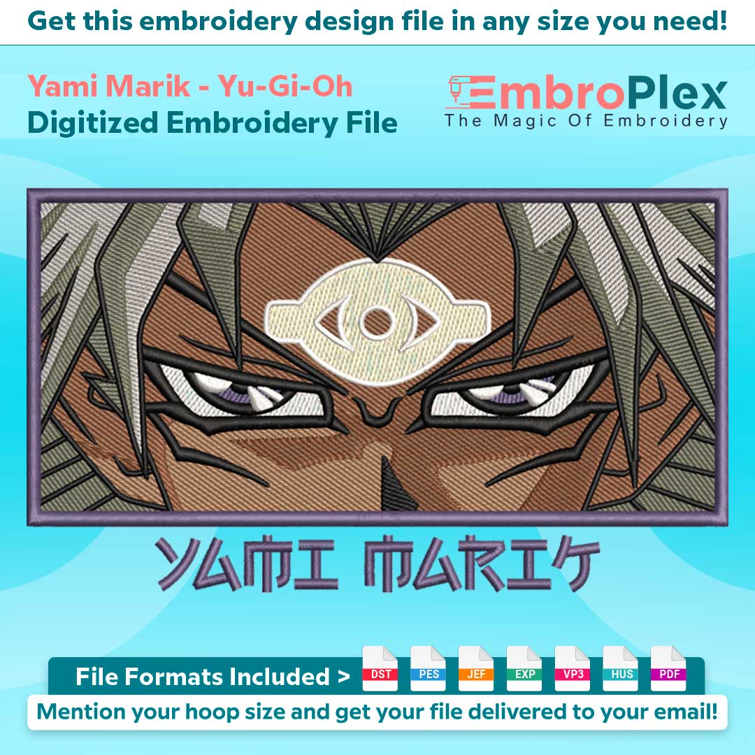 Yami Marik Embroidery Design File (Anime-Inspired) | Inspire Uplift