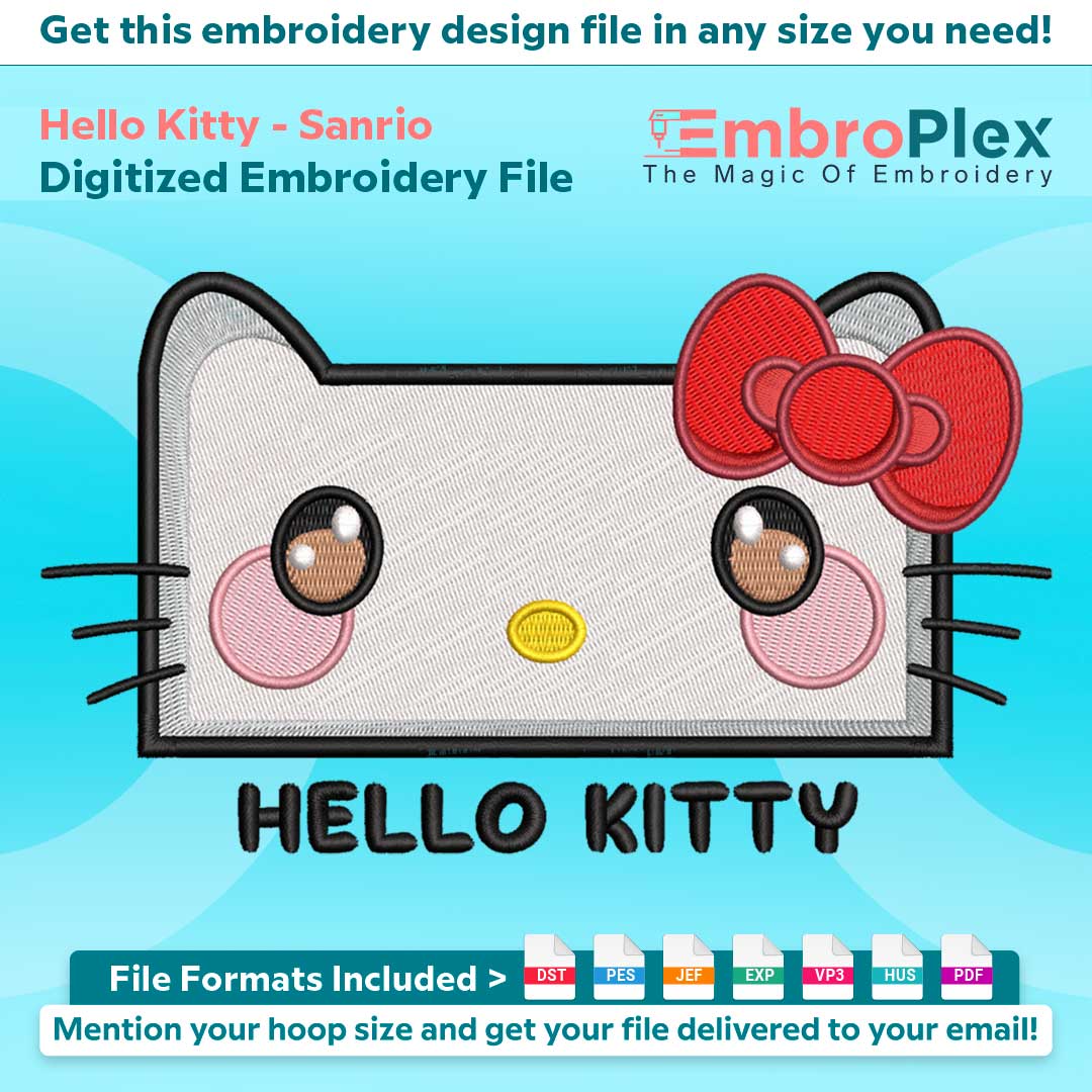 Hello Kitty From Sanrio Embroidery Design File | Inspire Uplift