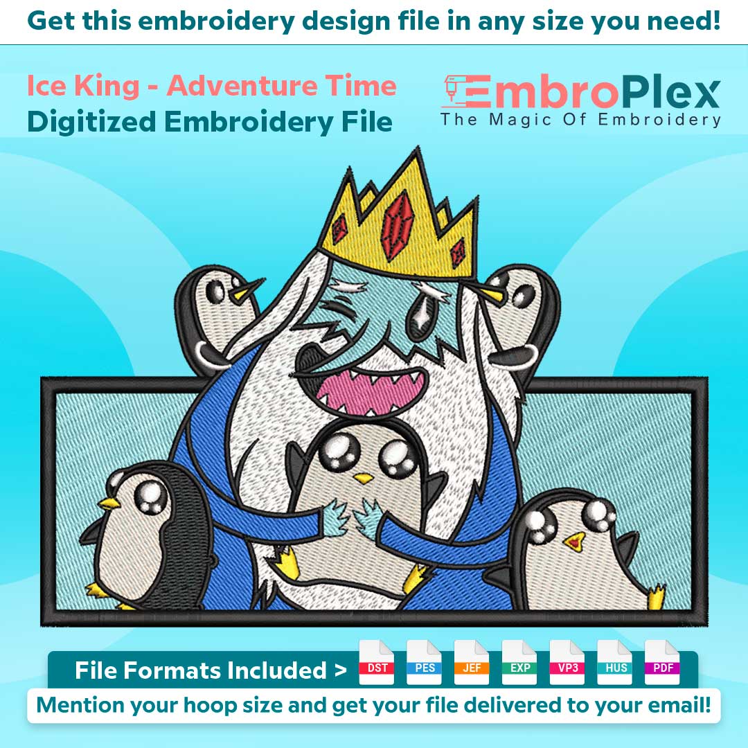 Ice King from Adventure Time anime embroidery design files | Inspire Uplift